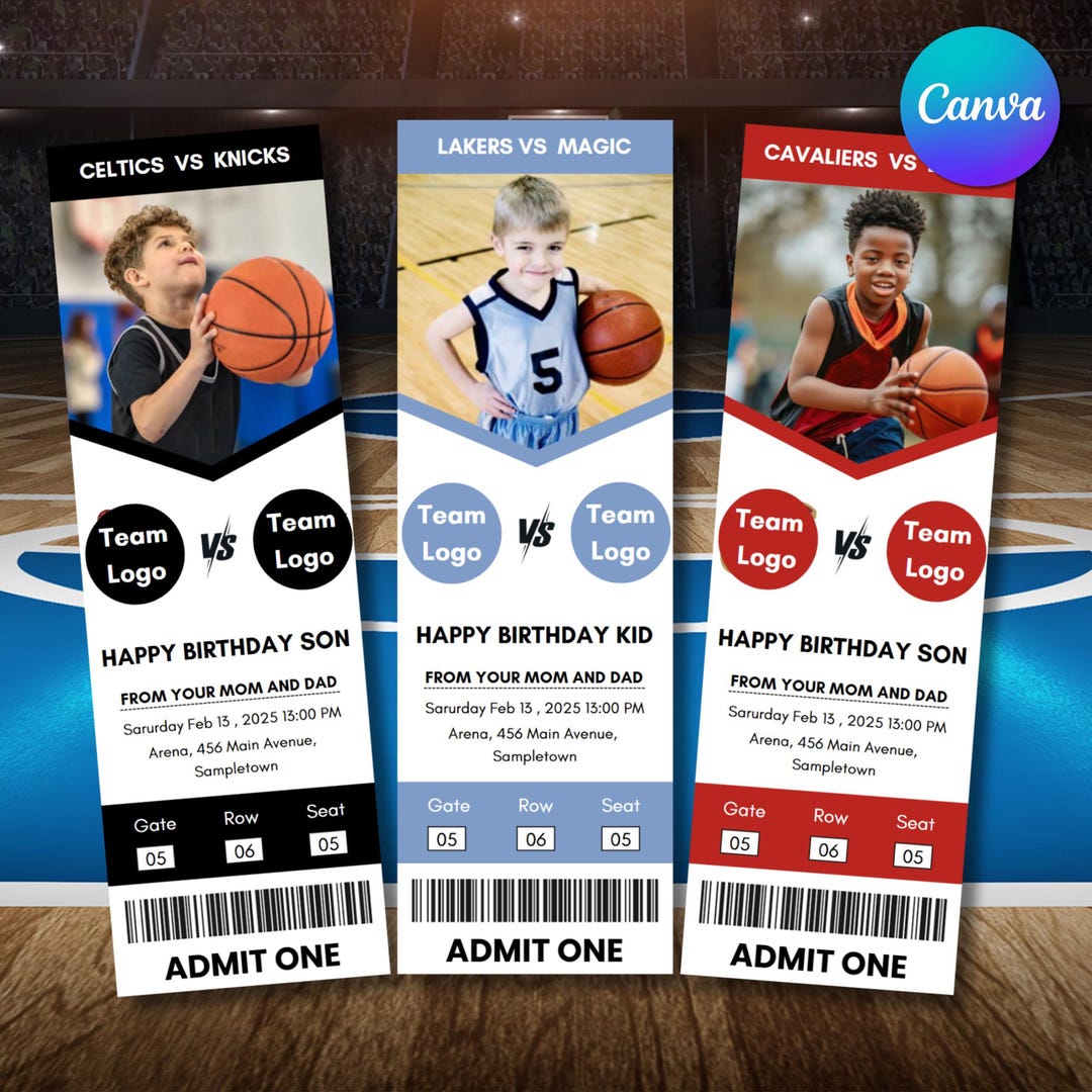 Editable Basketball Ticket Template, Custom Fake Basketball Souvenir ...