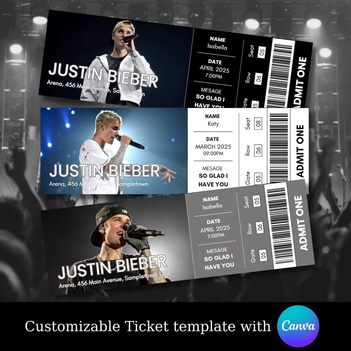 Custom Concert Ticket, Personalized Festival Ticket, Personalized Event ...
