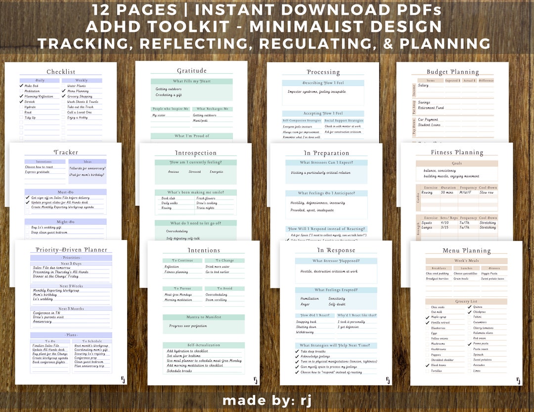 ADHD Toolkit 12 Pages Instant Download Printable - Etsy
