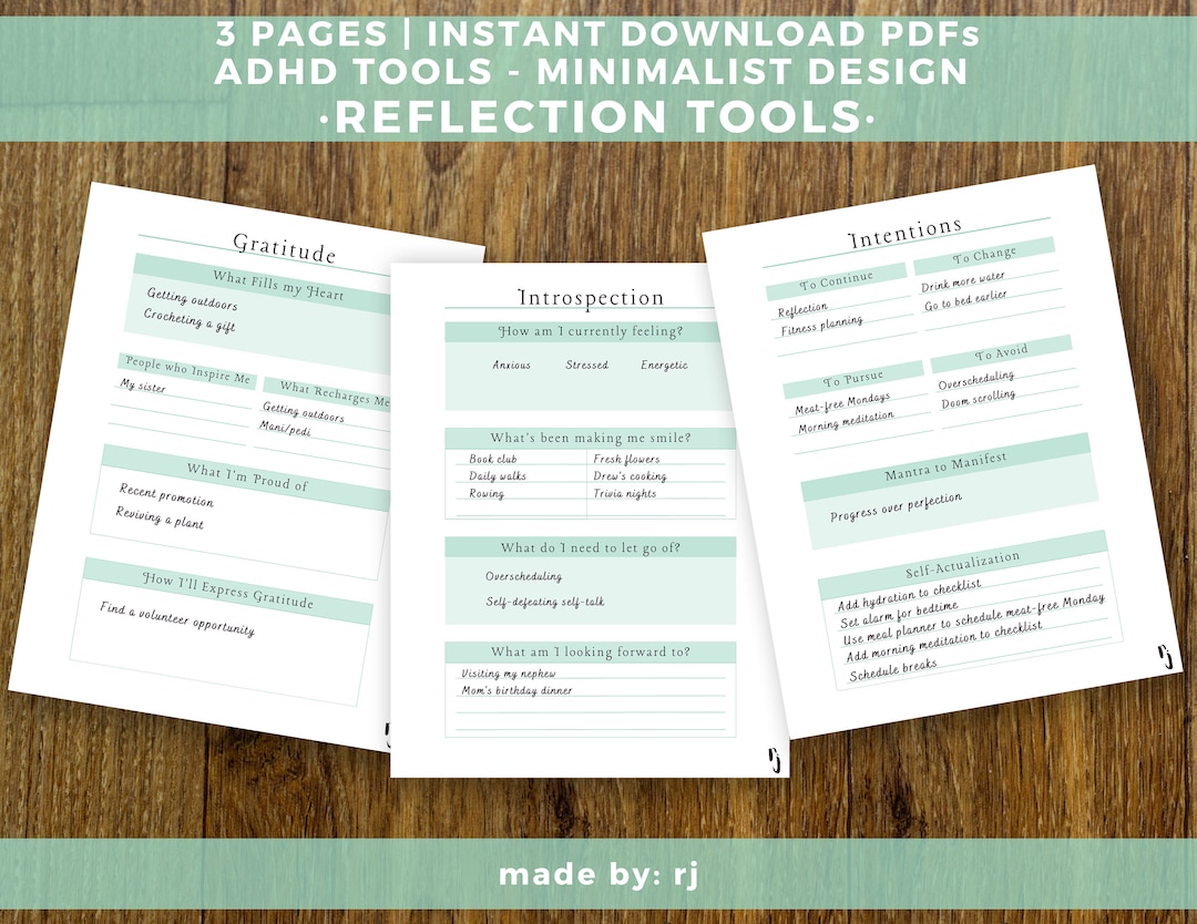 ADHD Reflection Tools 3 Pages Instant Download Printable - Etsy