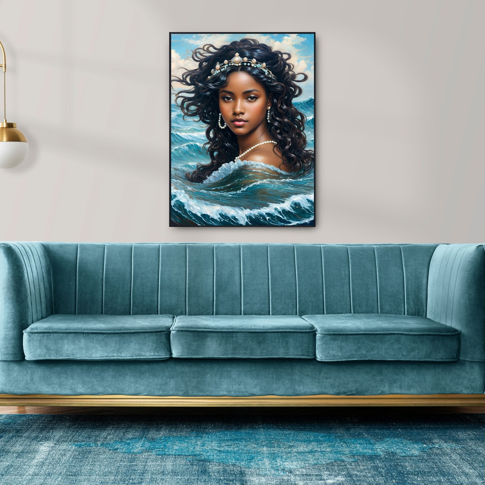 Yemaya Art Printable - African Water Goddess, Black Woman Ocean Queen ...