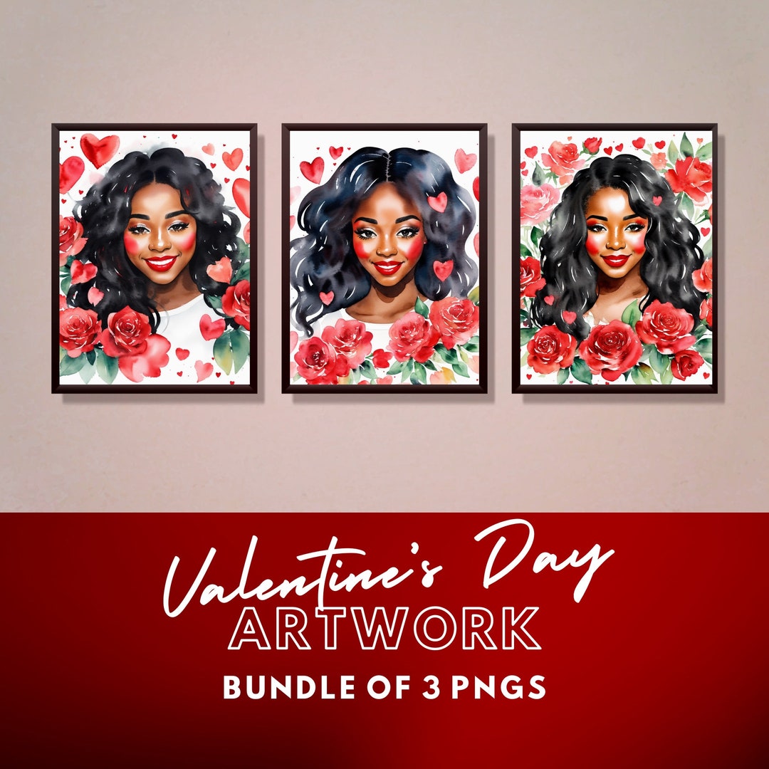 Beautiful Black Woman Valentines Day PNG, Melanin Romance, African ...