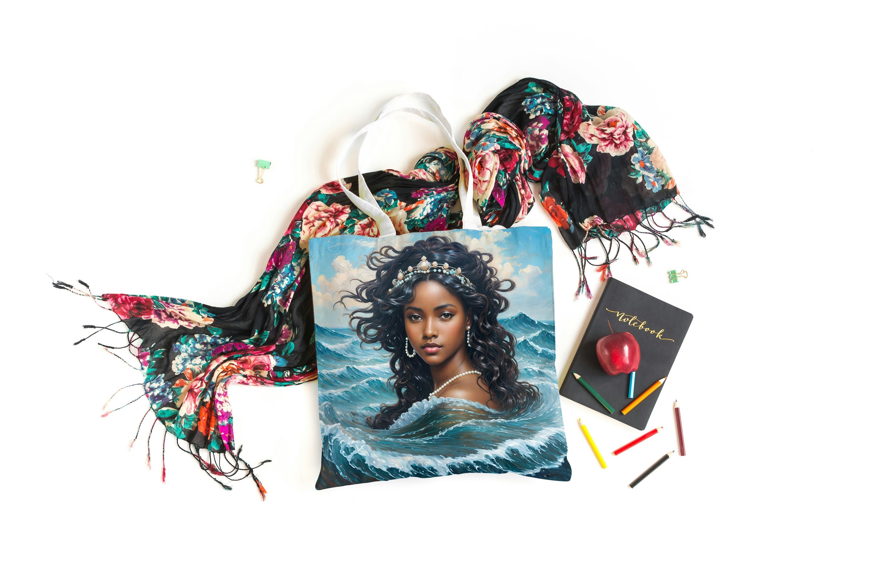 Yemaya Art Printable - African Water Goddess, Black Woman Ocean Queen ...