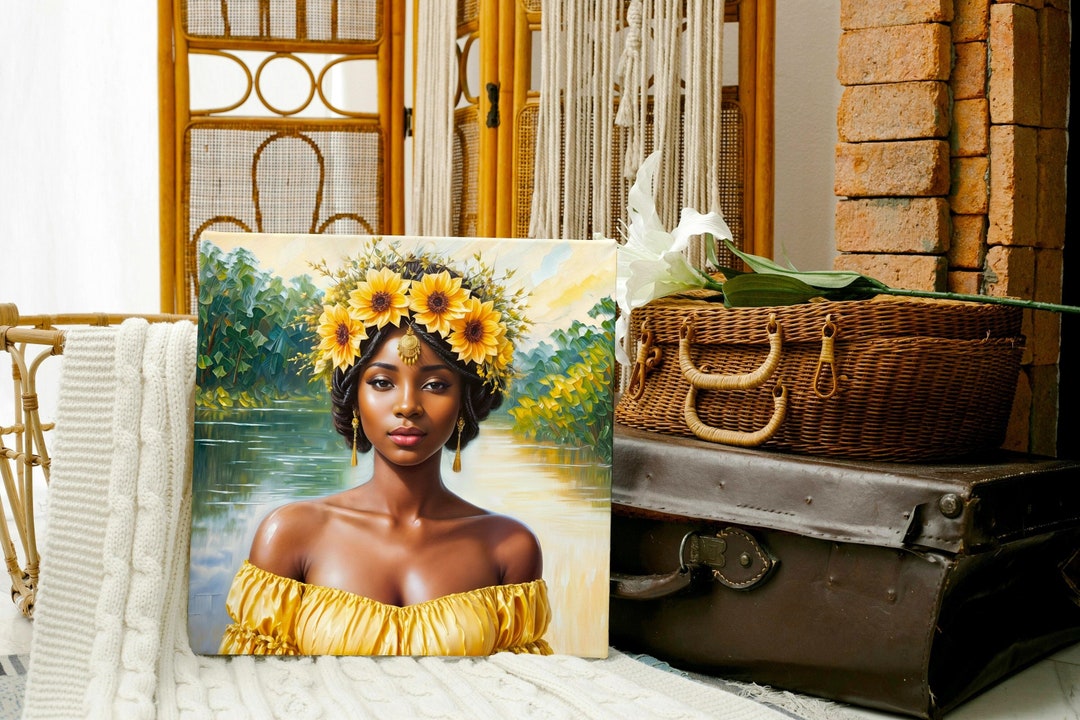 Oshun PNG, Orisha Painting, African Goddess Art, Black Woman Poster ...