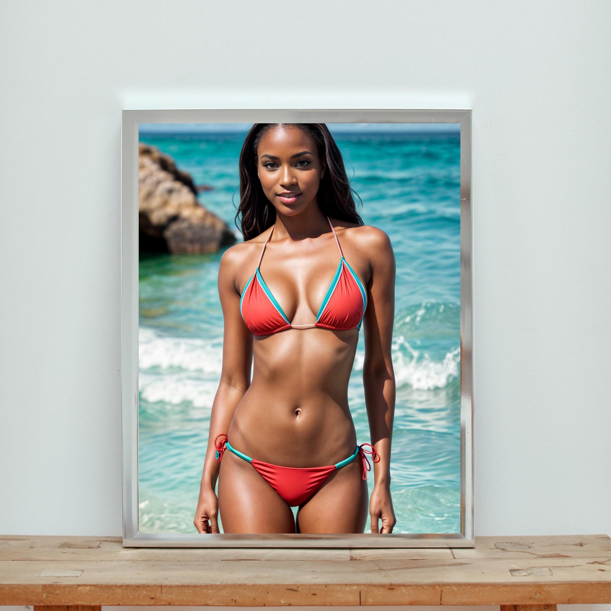 Black Swimsuit Models Beautiful Ebony Woman In Bikini African