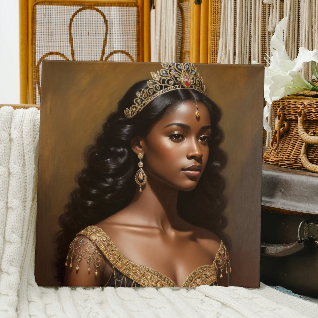 Black Woman Queen in Crown PNG, African American Woman Art Digital ...