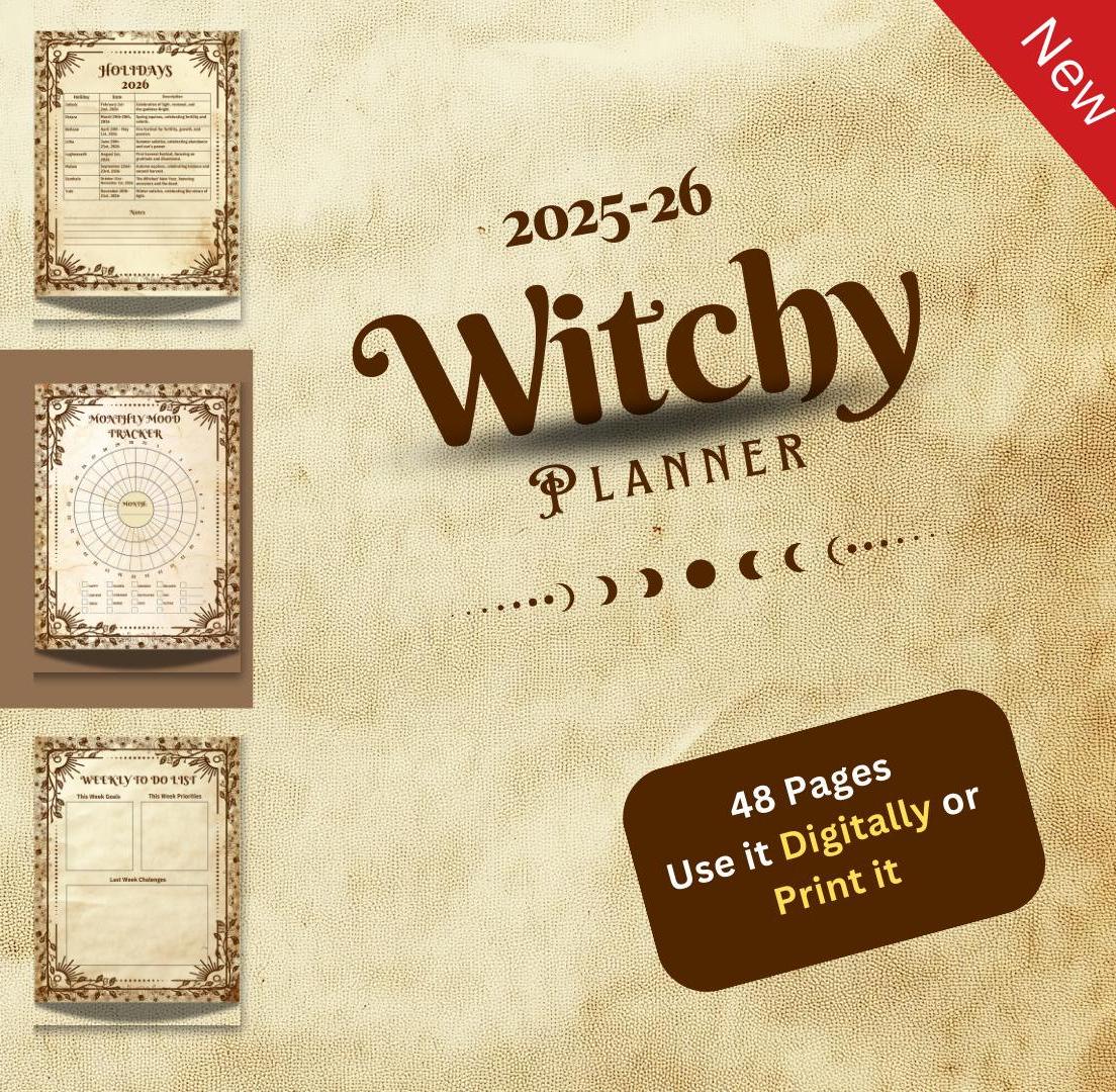 Witches Planner 2025 - 2026 • Tarot Diary • Spell Planner • Lunar ...