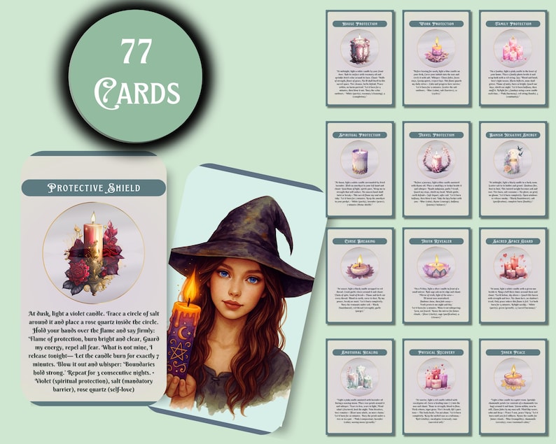 77 Printable Candle Spell Cards – Includes Free Gift Guide – Instant ...