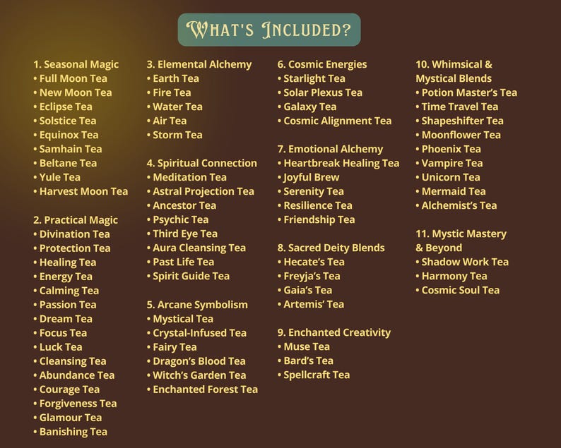 Tea Witch Grimoire Cards: Brew Recipes & Magic Guide (printable Deck ...
