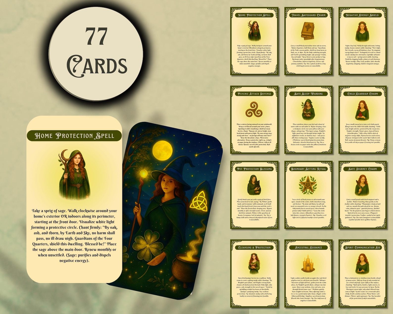 Celtic Spell Cards: 77 Daily Magic Spells + Witchcraft Planner ...