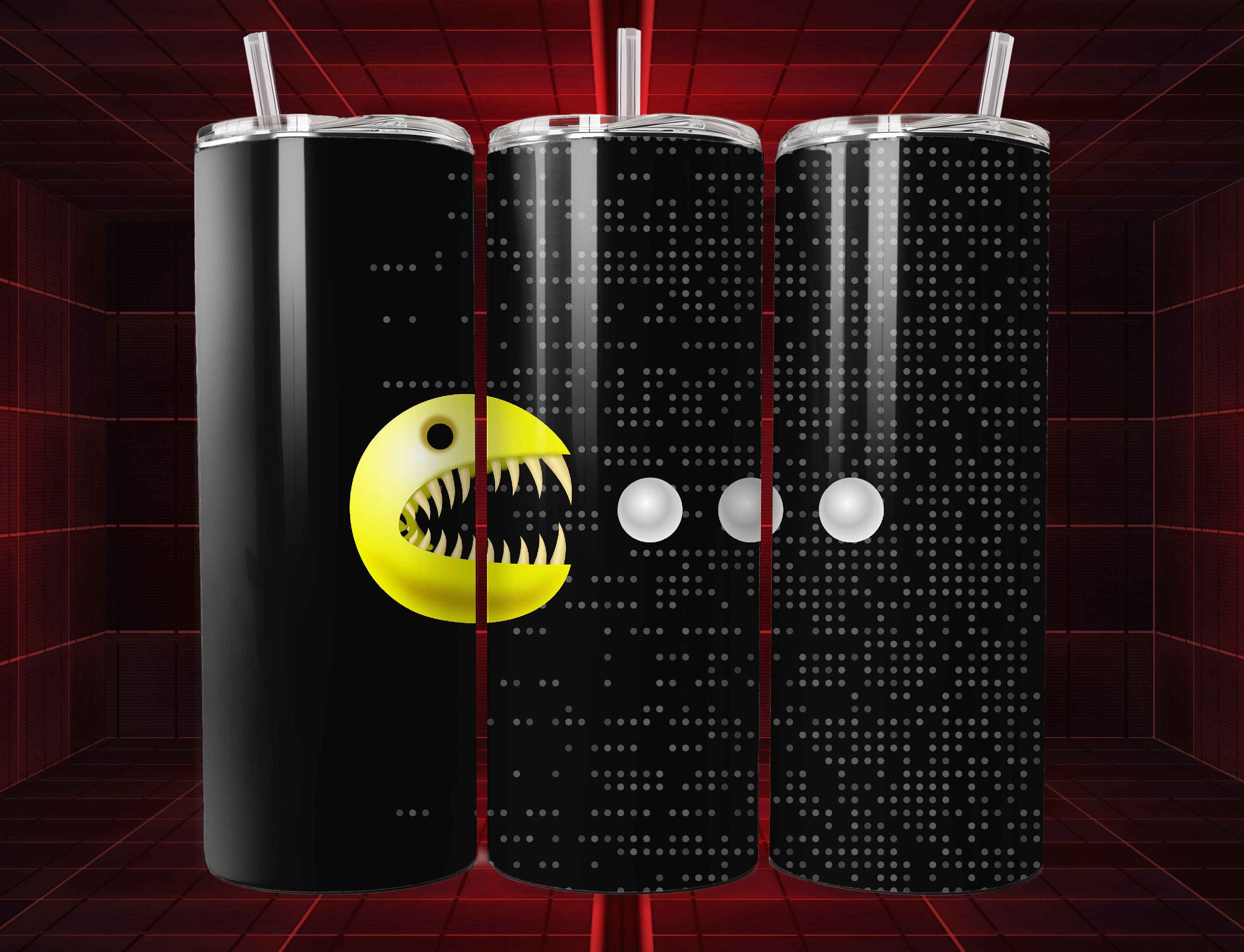 Pacman Teeth Tumbler Design, 20oz Skinny Tumbler Wrap, Tumbler Template ...