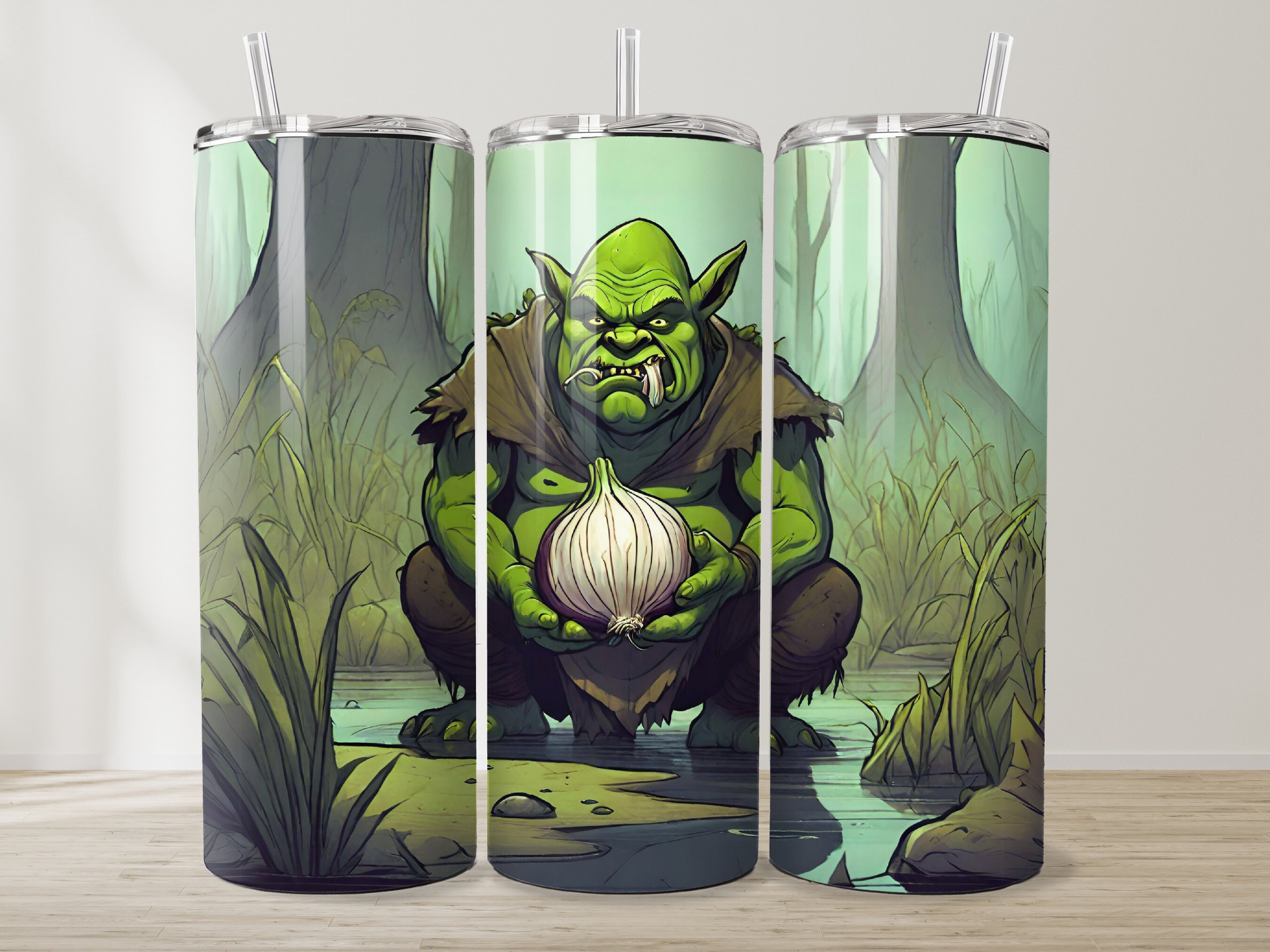 Shrek Concept Art, Ogre Eating Onion in Swamp Tumbler Design, 20oz ...