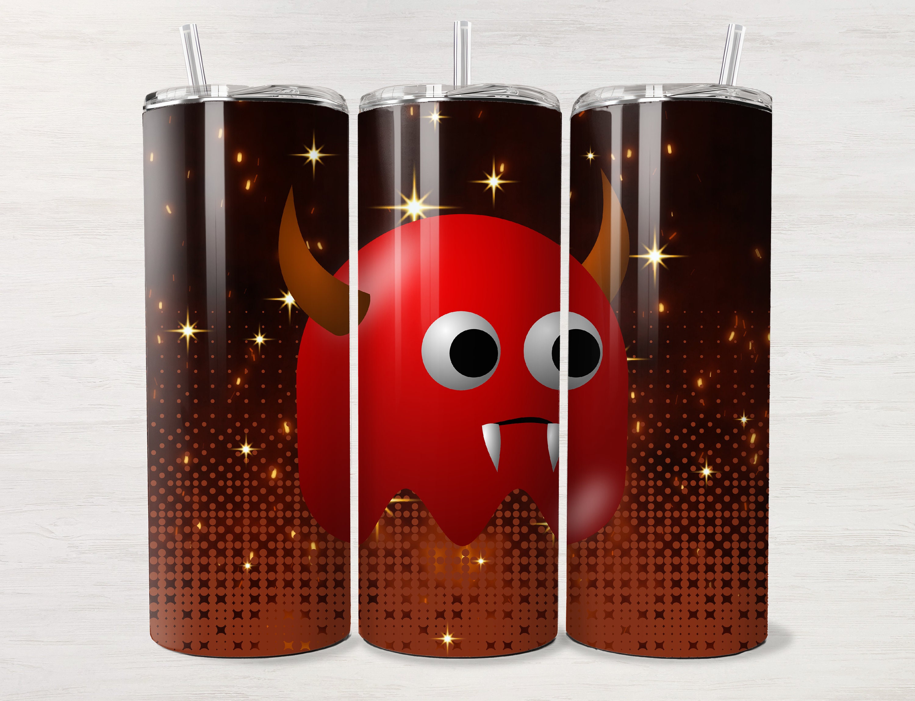 Pacman Ghost Devil Tumbler Design, 20oz Skinny Tumbler Wrap, Tumbler ...