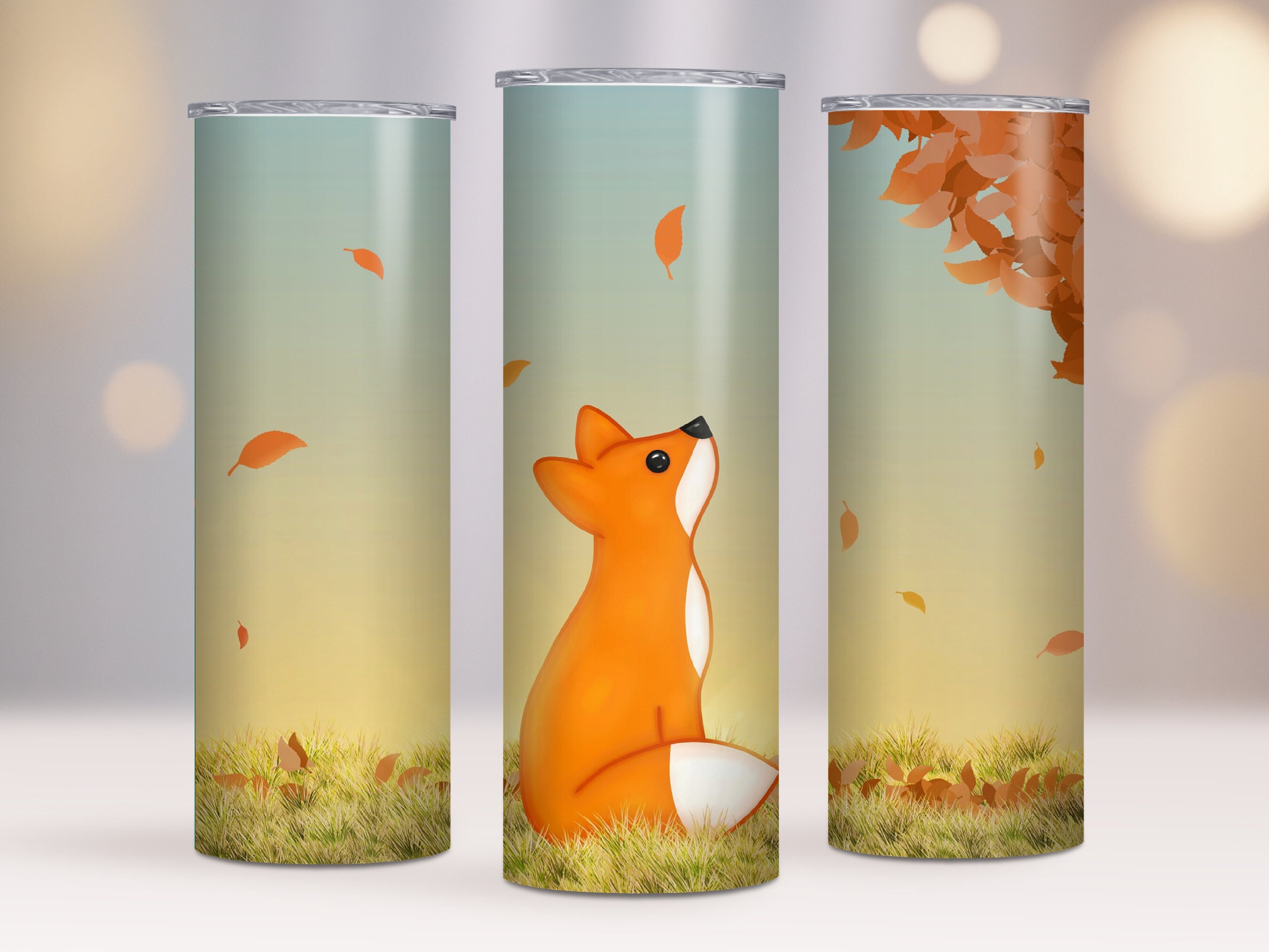 Red Fox Cute Tumbler Design Kawaii 20oz Skinny Tumbler Wrap - Etsy