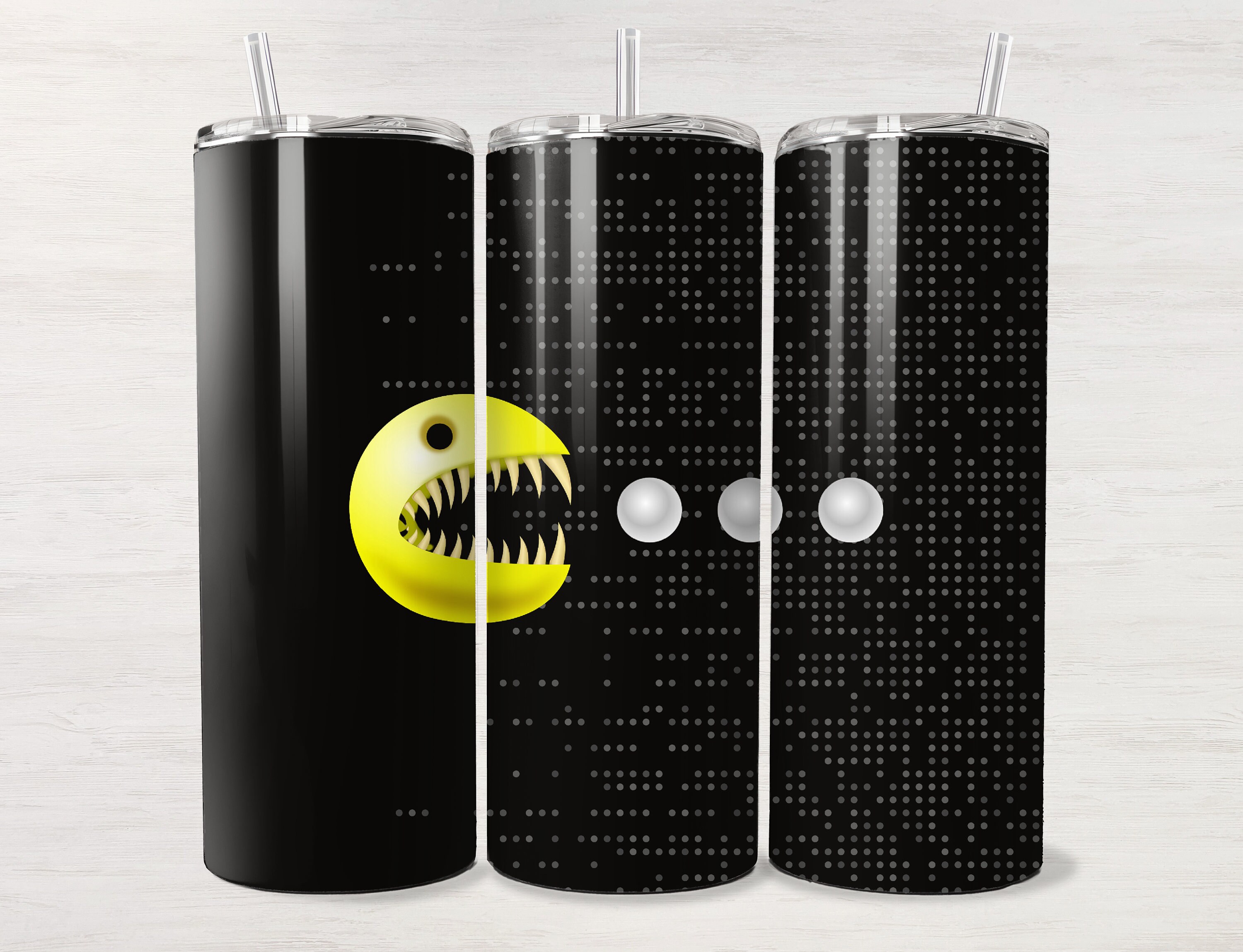 Pacman Teeth Tumbler Design, 20oz Skinny Tumbler Wrap, Tumbler Template ...
