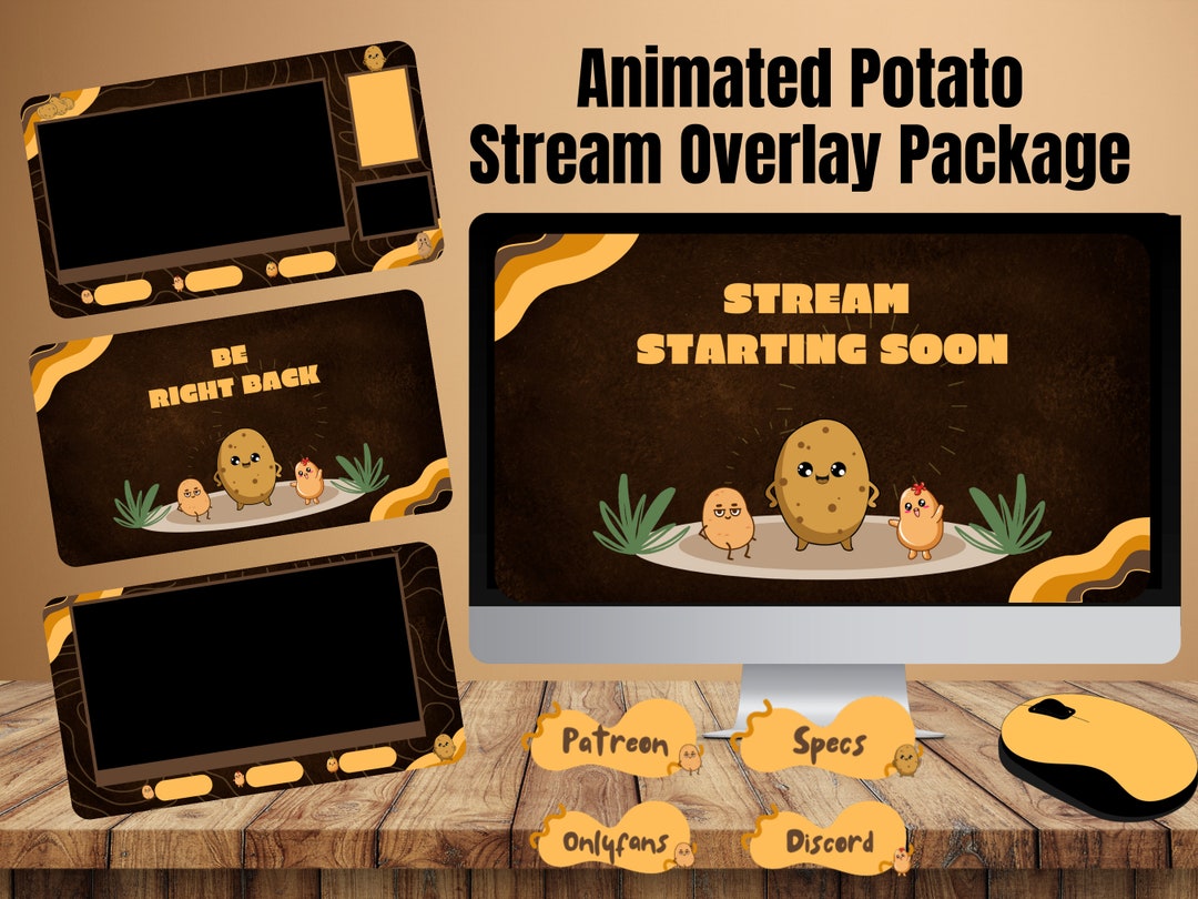 Animated Potato Stream Overlay Pack 20 Stream Panels - Etsy Canada
