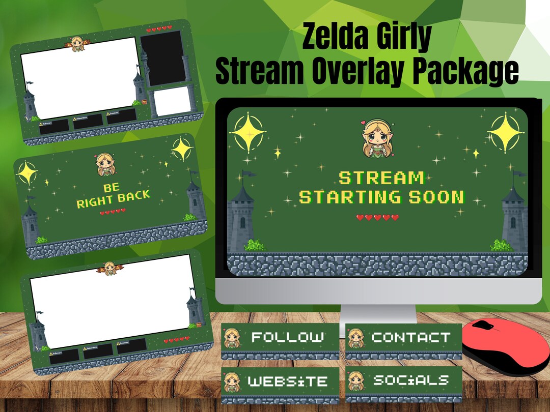 Zelda Girly Stream Overlay Pack 20 Stream Panels Twitch - Etsy