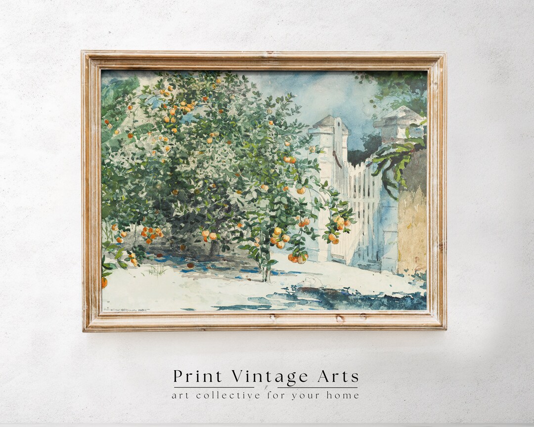 Printable Country Garden Painting, Vintage Spring Garden Wall Art ...