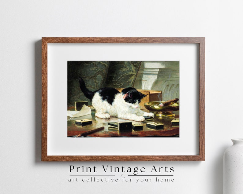 Printable Vintage Cat Painting Bohemian Antique Wall Art - Etsy