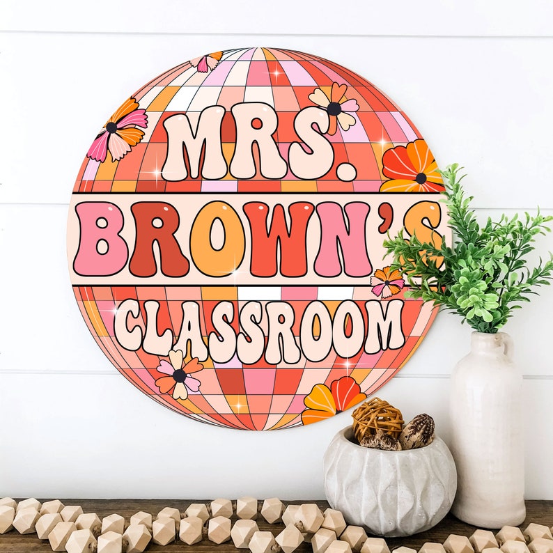 Disco Classroom Door Sign Groovy Teacher Door Hanger Back to - Etsy ...