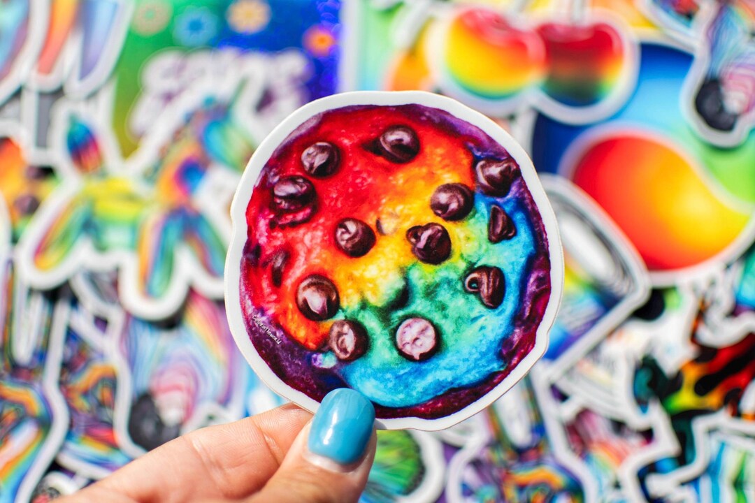 Rainbow Chocolate Chip Cookie Sticker | Colorful Laptop Decal | Tablet ...