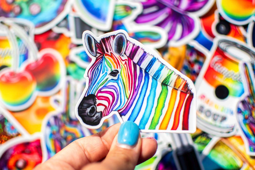 Rainbow Zebra Sticker Colorful Laptop Decal Tablet Case Waterbottle ...