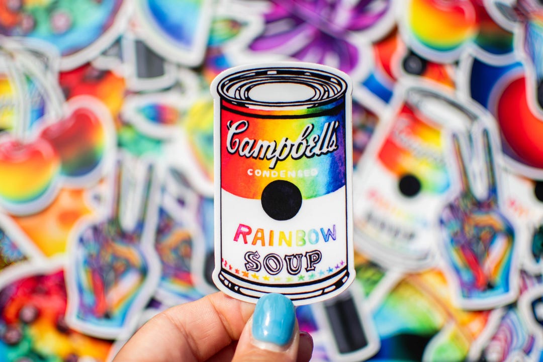 Campbells Rainbow Soup Can | Vinyl Sticker | Art Print | Warhol ...