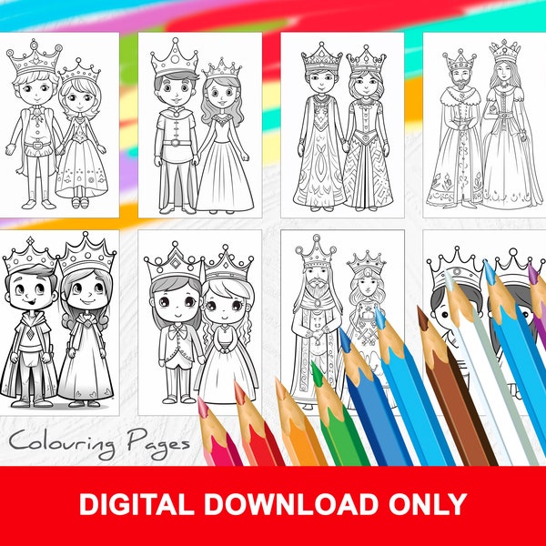 King and Queen Coloring Page - Etsy
