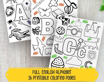 26 Alphabet Coloring Pages Worksheets for Kids Preschool - Etsy