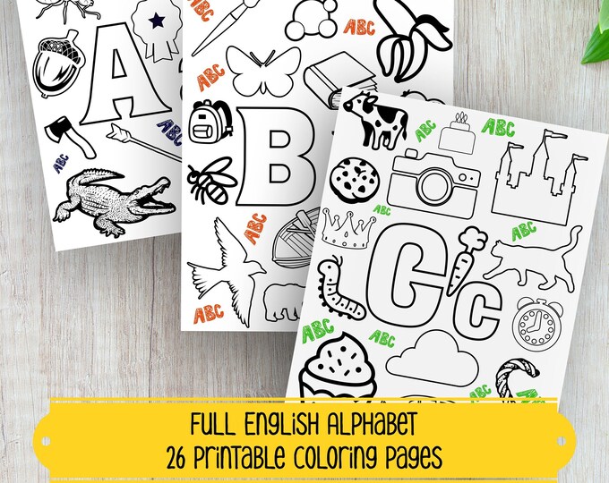 Downloadable Kids Food Alphabet Coloring Pages | 26 Flashcards ...