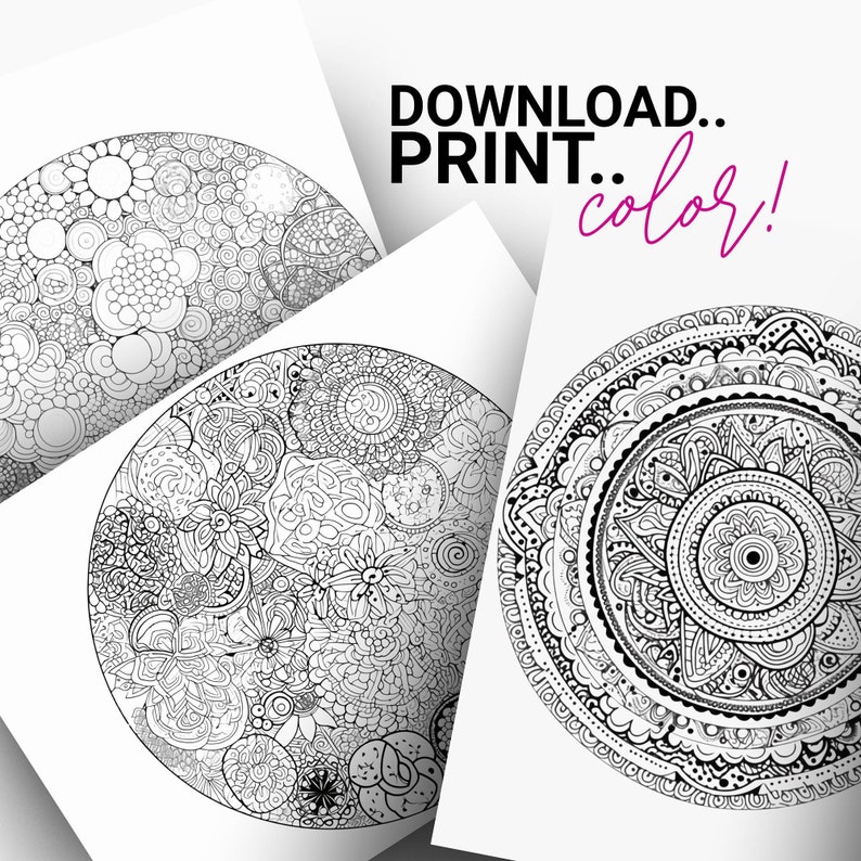 30 Printable Circle Zen Coloring Pages - Digital Download - Doodle ...