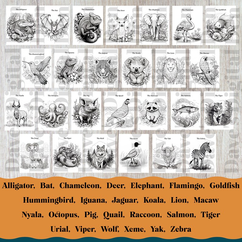 26 Printable Animal Coloring Pages - Beautiful Hand Drawn Designs - for ...