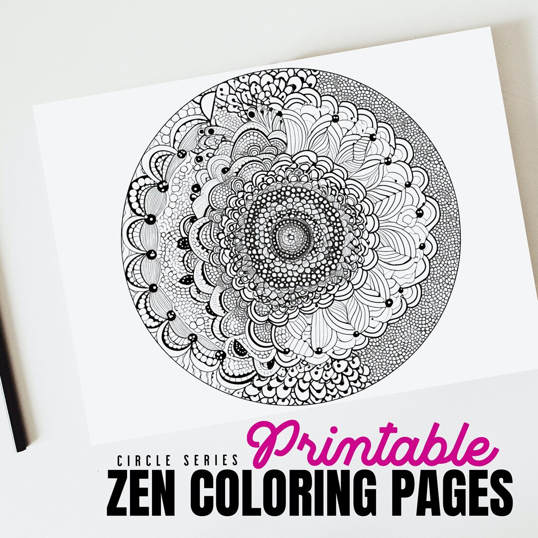 30 Printable Circle Zen Coloring Pages - Digital Download - Doodle ...