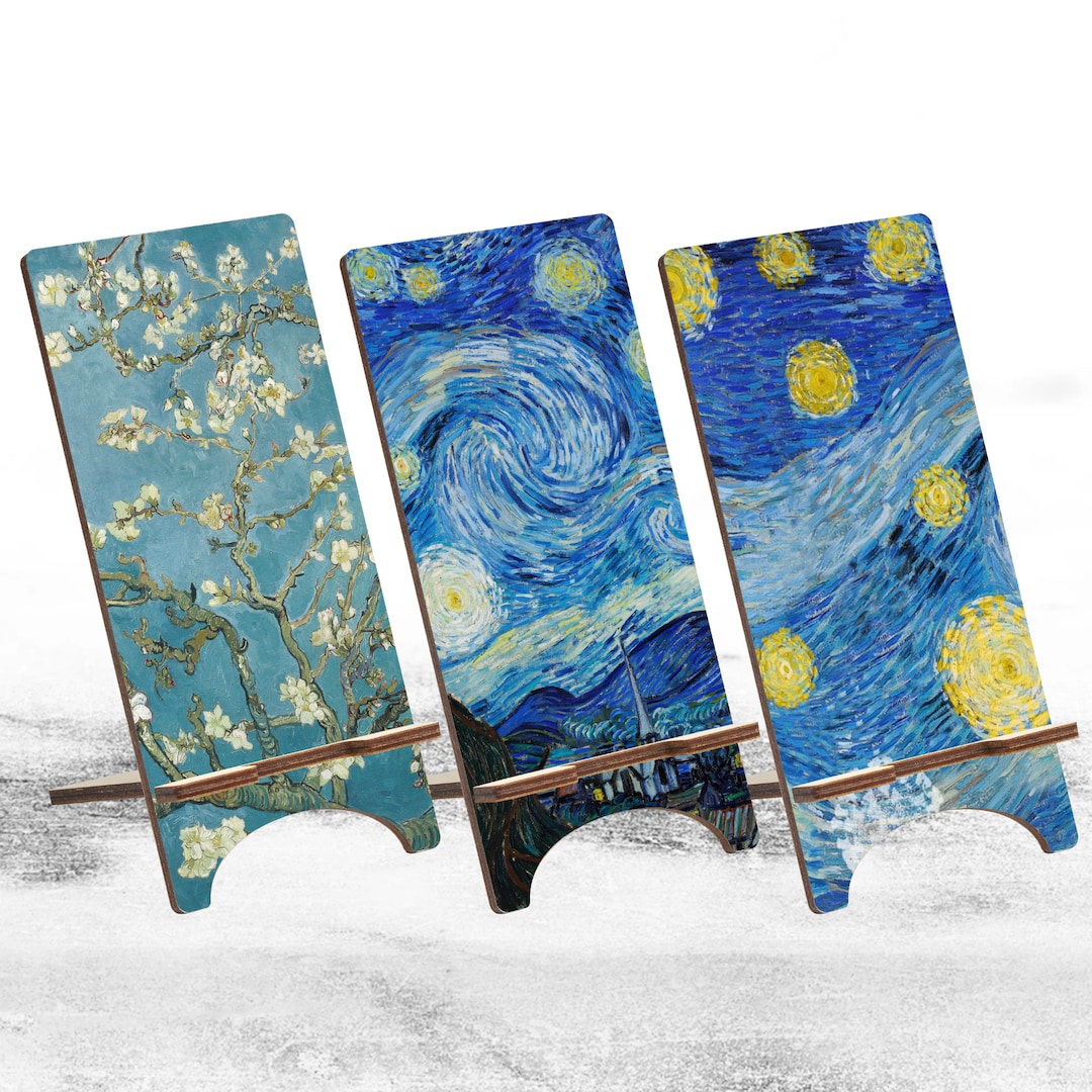 Iconic Art Wood Phone Stand, Painting Holder for iPhone 14 13 12 11 Pro ...