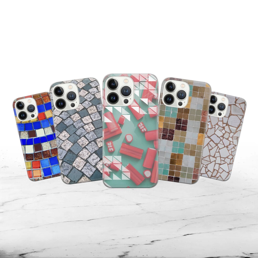Coloured Vintage Mosaic Case Tiles Cover Fit for iPhone 15 Pro Max, 14 ...
