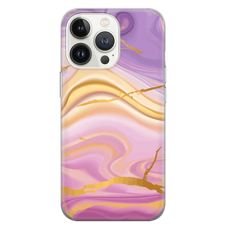 Blue Marble Phone Case With Pink Gold Cover Fit for iPhone 15 Pro Max ...