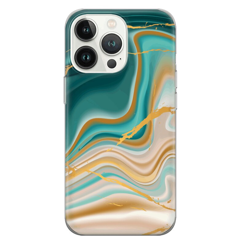 Blue Marble Phone Case With Pink Gold Cover Fit for iPhone 15 Pro Max ...