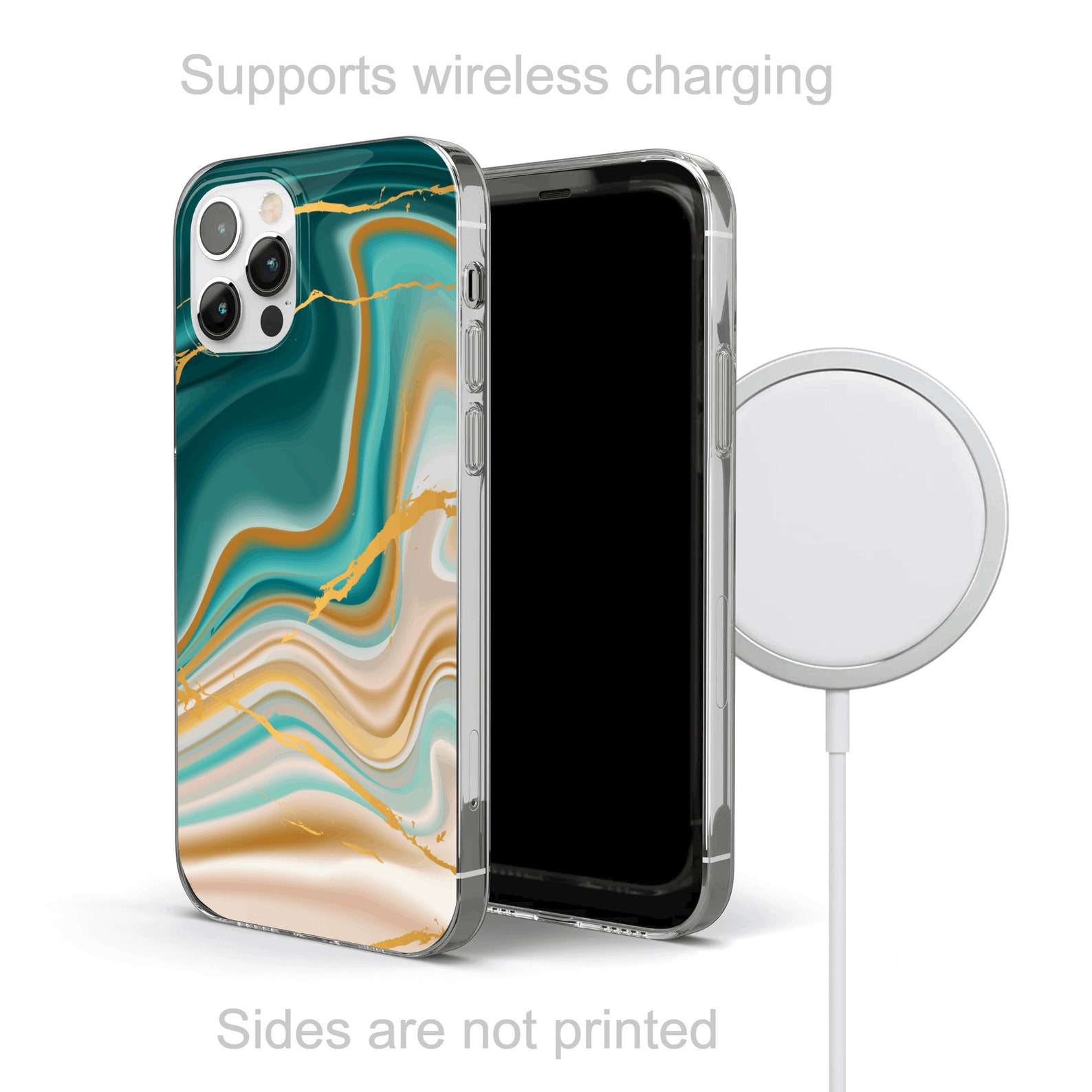 Blue Marble Phone Case With Pink Gold Cover Fit for iPhone 15 Pro Max ...