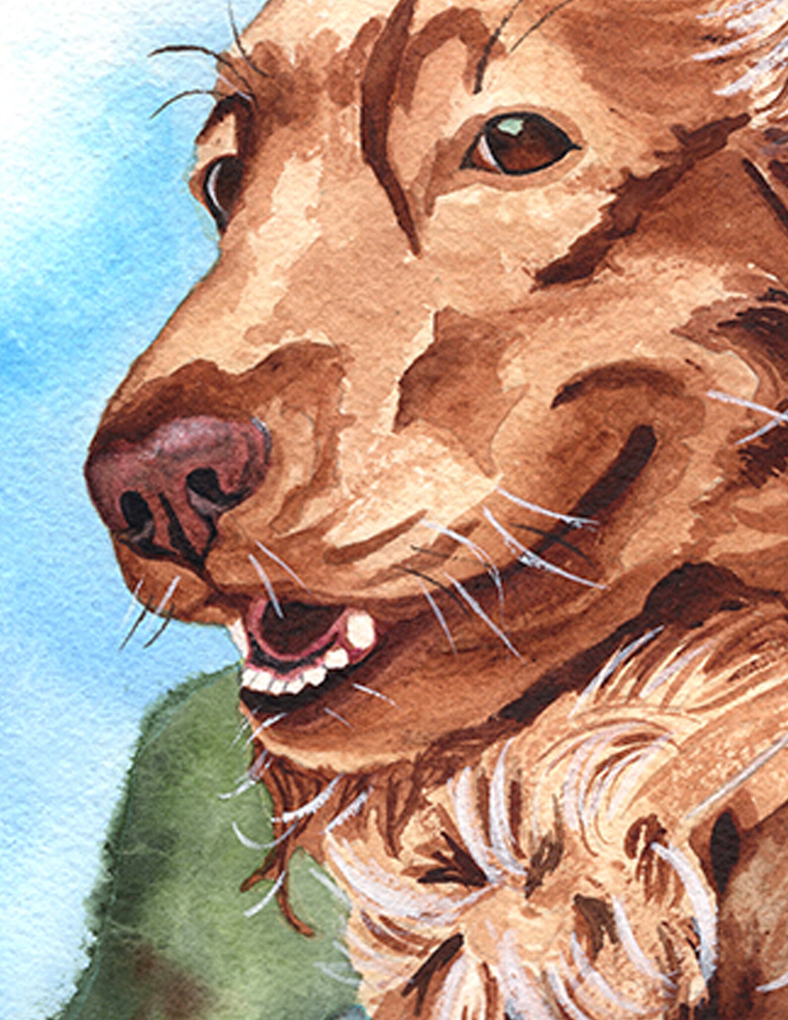 Cruzin' Realistic Dog Watercolor Painting, 9x12 Unframed Car Riding ...