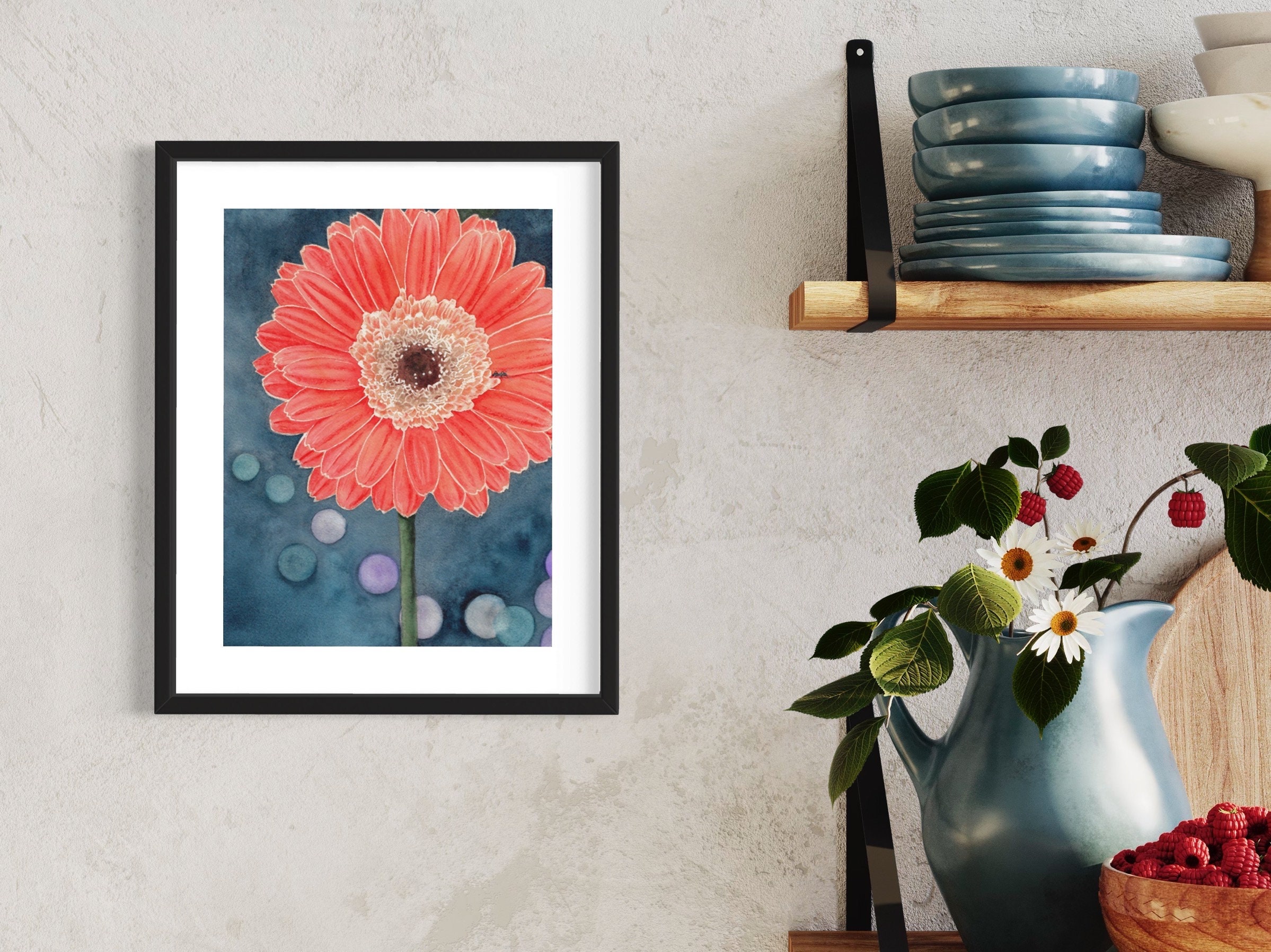 Orange Gerbera Daisy Limited Edition of 5 Hand Embellished Fine Art ...