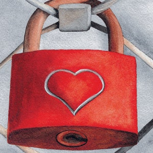 Heart-engraved Padlock Limited Edition of 10 Fine Art Print, Love ...
