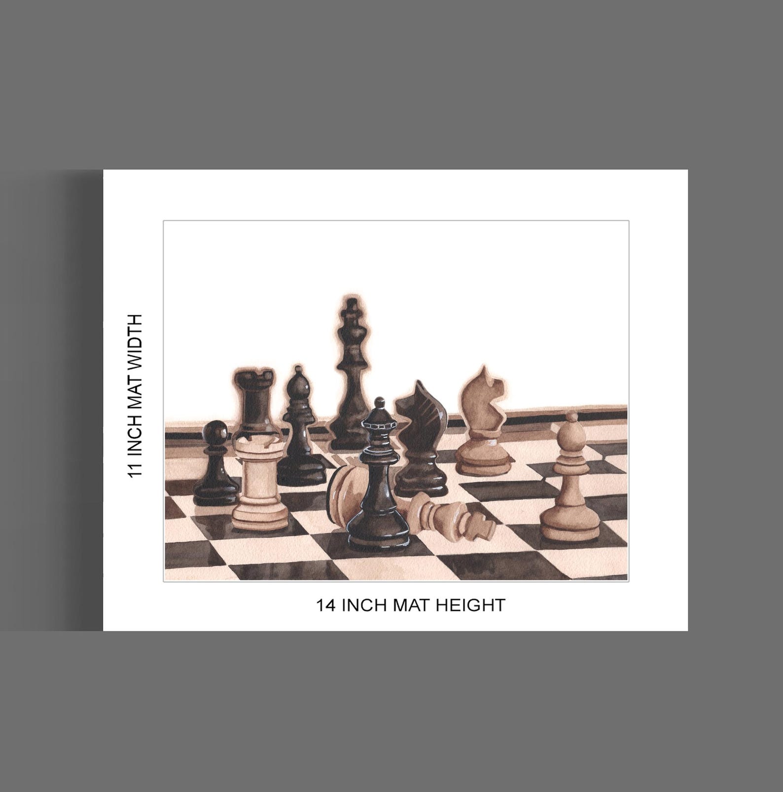 Checkmate Chess Board Original Watercolor Painting, 12x9 Realistic ...