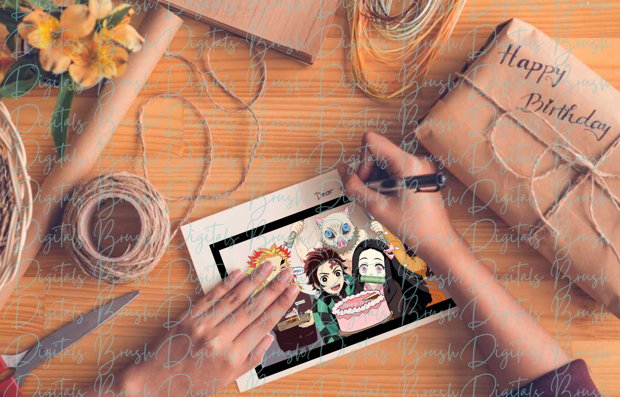 Anime Birthday Card Digital Print | Handmade Prints | Demon Digital ...