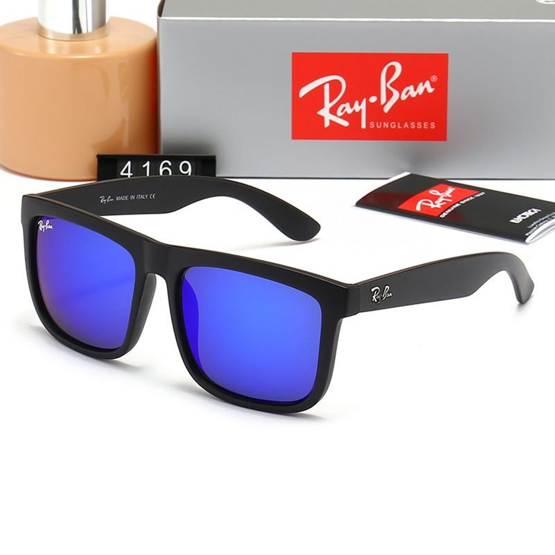 Ray Ban RB4169 Sunglasses Blue Lens Black Aviator Sunglasses - Etsy