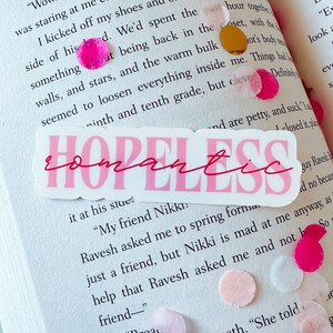 Hopeless Romantic Bookish Vinyl Sticker | Romance Book Kindle Sticker ...