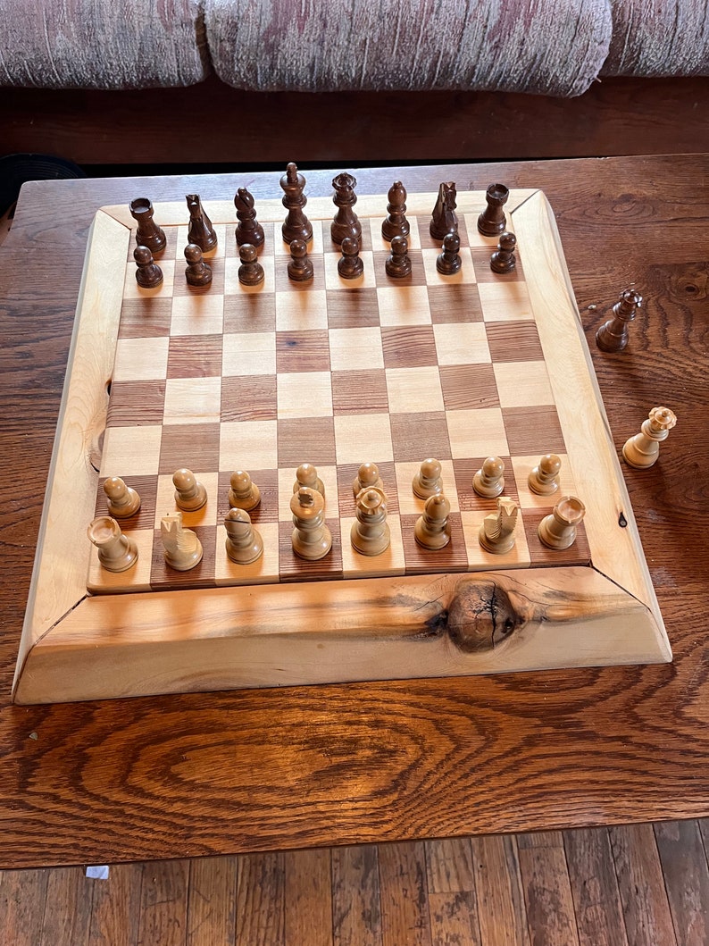 Premium Chessboard Handcrafted From Red and Yellow Alaskan Cedar, With ...