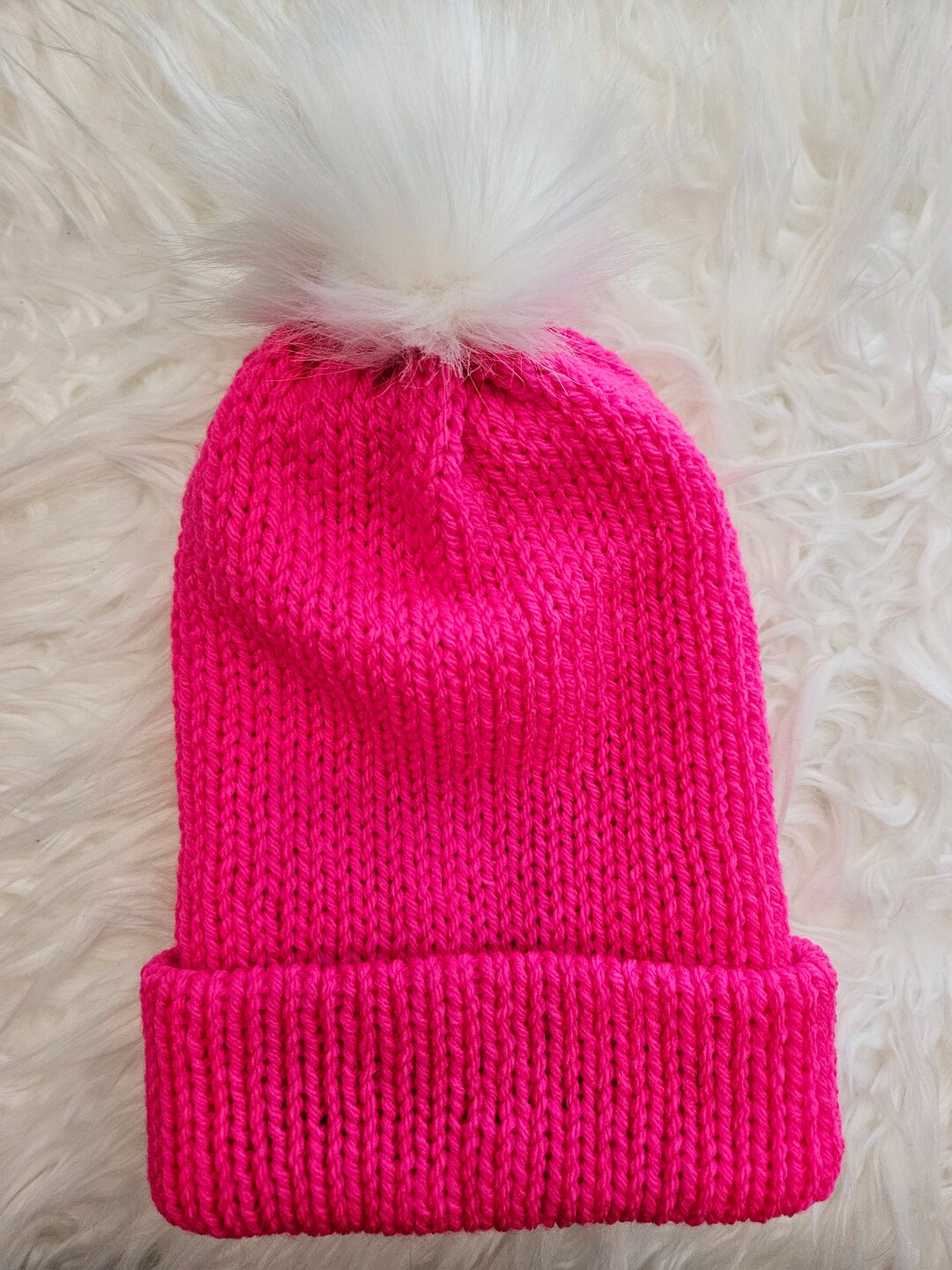 Adult Womens Bright Pink Hat Adult Hot Pink Winter Hat Teenager Neon ...