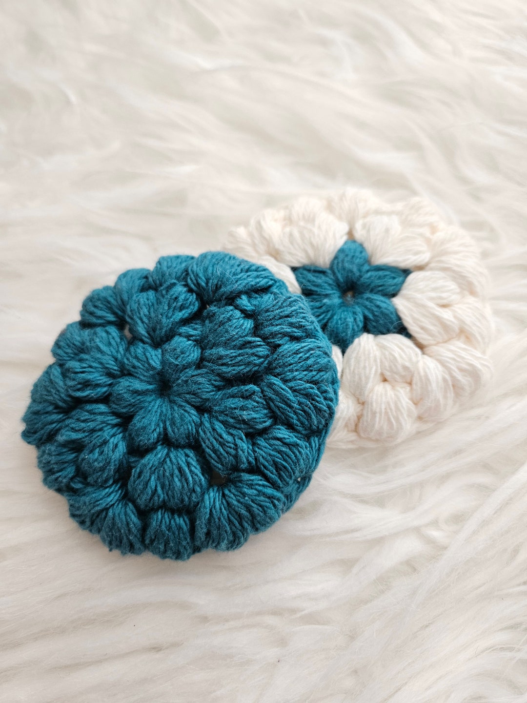 Set of Face Scrubbies | 2 Handmade Cotton Scrubbies | Bright and White ...