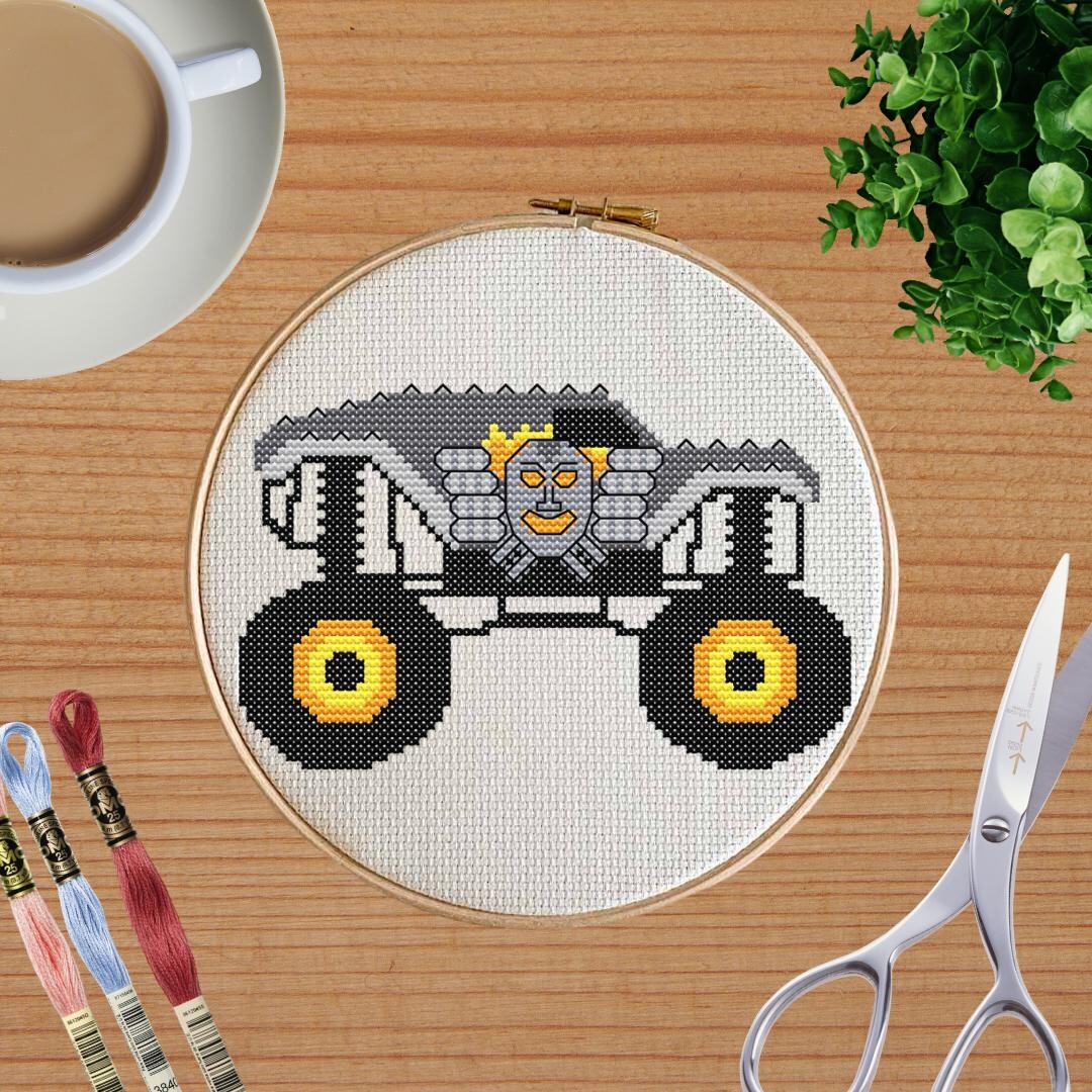 Metalhead Monster Truck Cross Stitch Pattern - Etsy