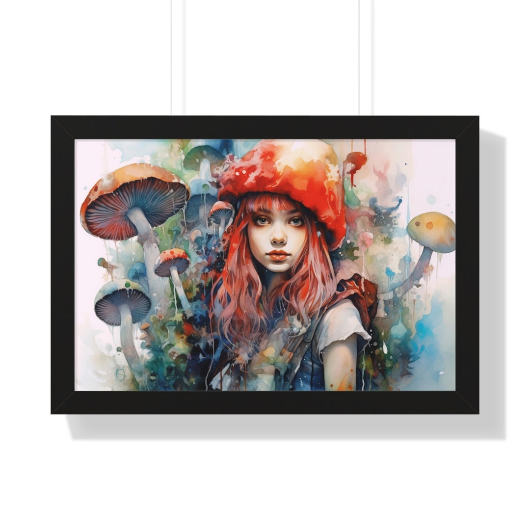Inked in Nature: Wild Mushroom-punk Beauties, Framed Horizontal Poster ...